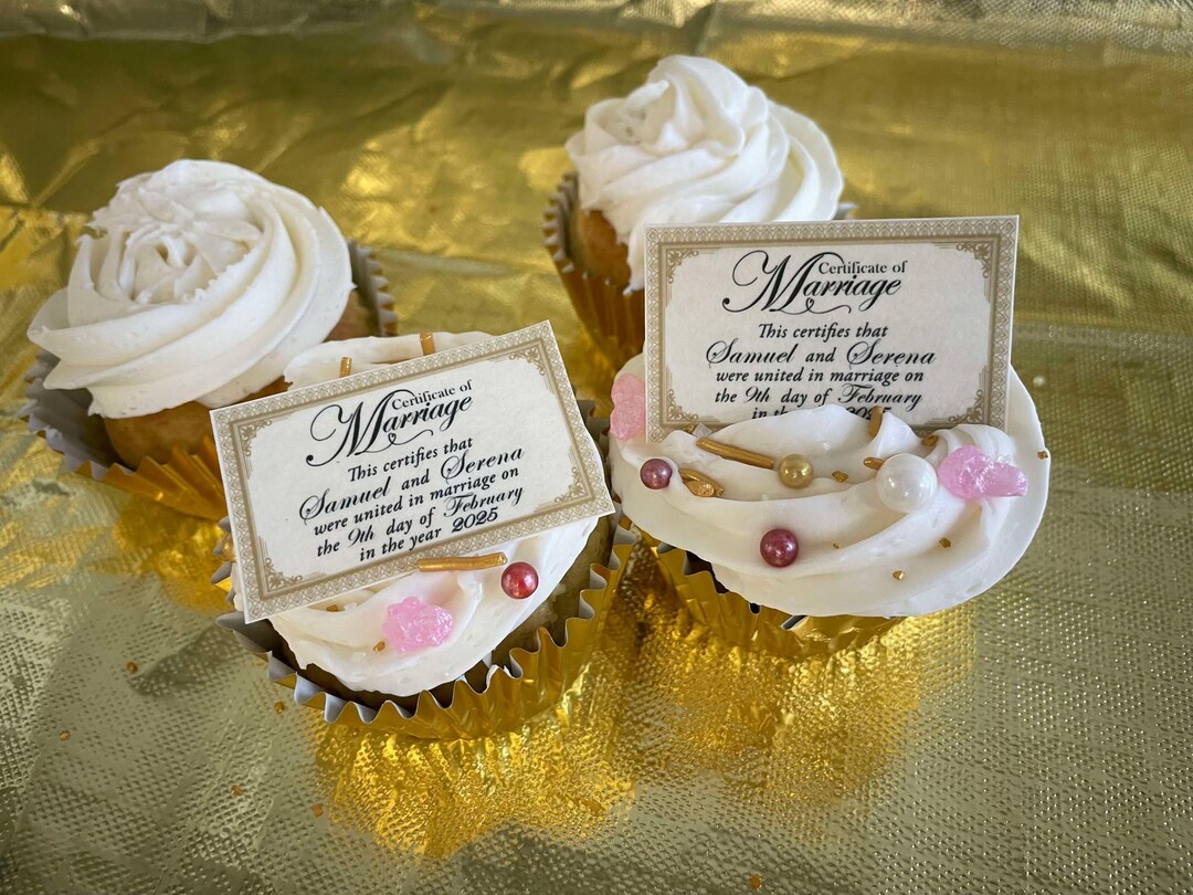 20 Custom Marriage Certificates for Cupcake or Rice Crispy Treats. Made ...