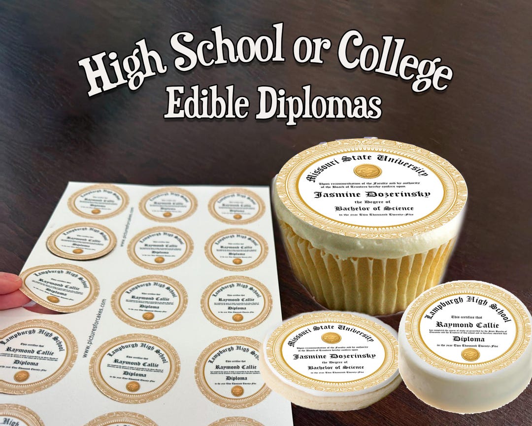 Custom Graduation Diplomas for Cupcakes, Oreos or Cookies. Edible ...