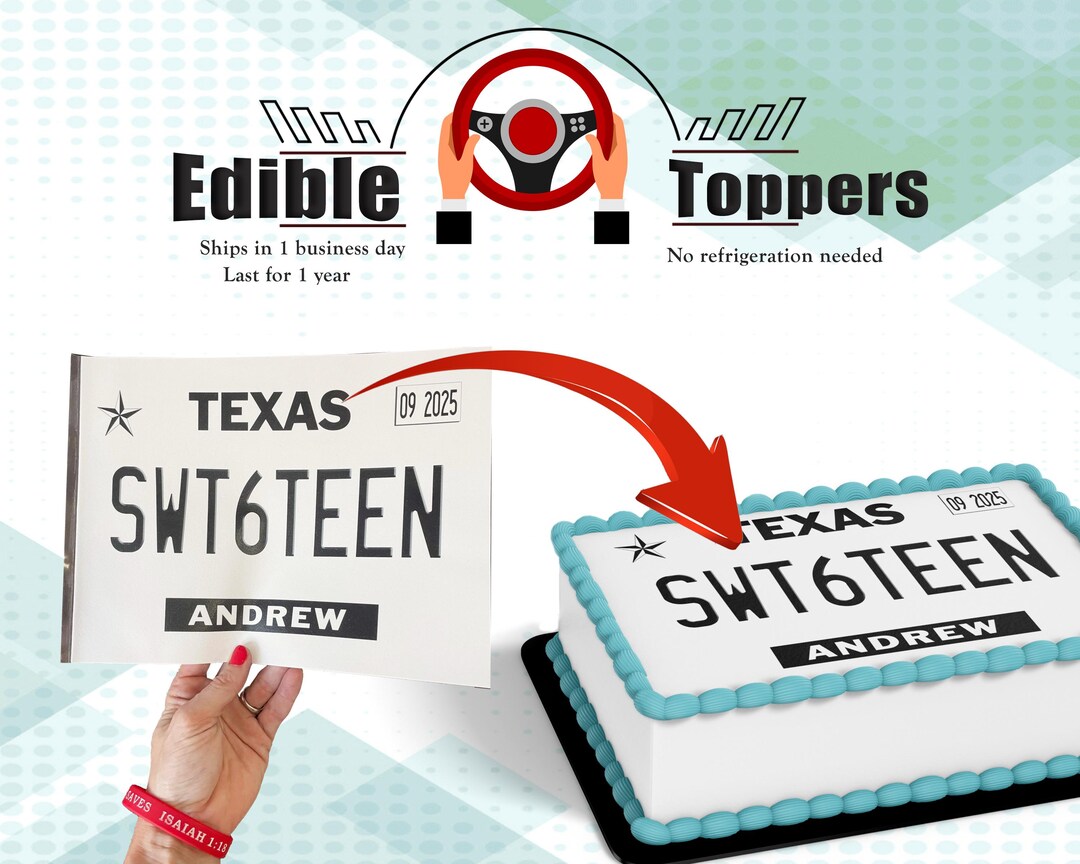Edible Texas License Plate Picture for Cakes. Permit, License Driver ...