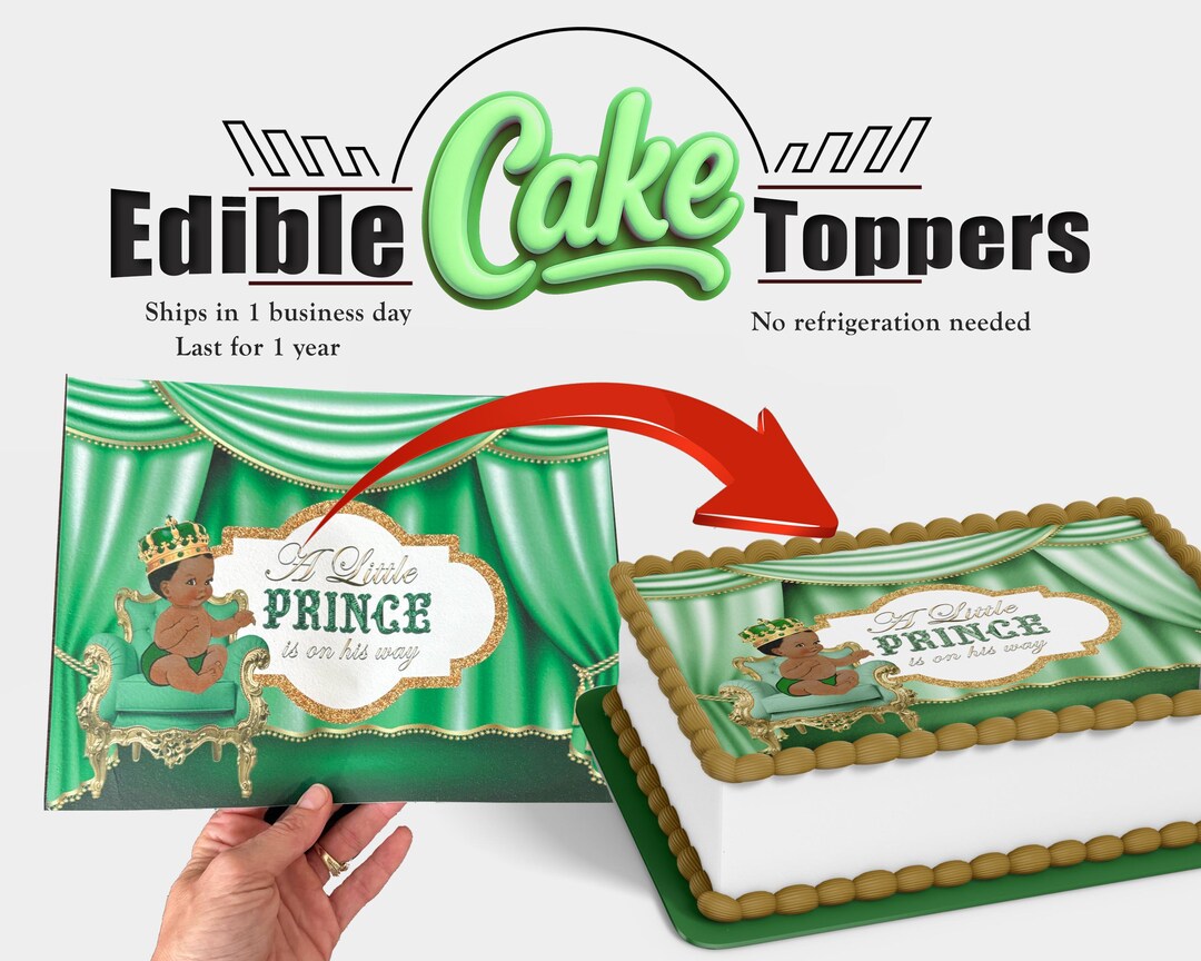 A Little Prince is on His Way Edible Cake Topper – African American ...
