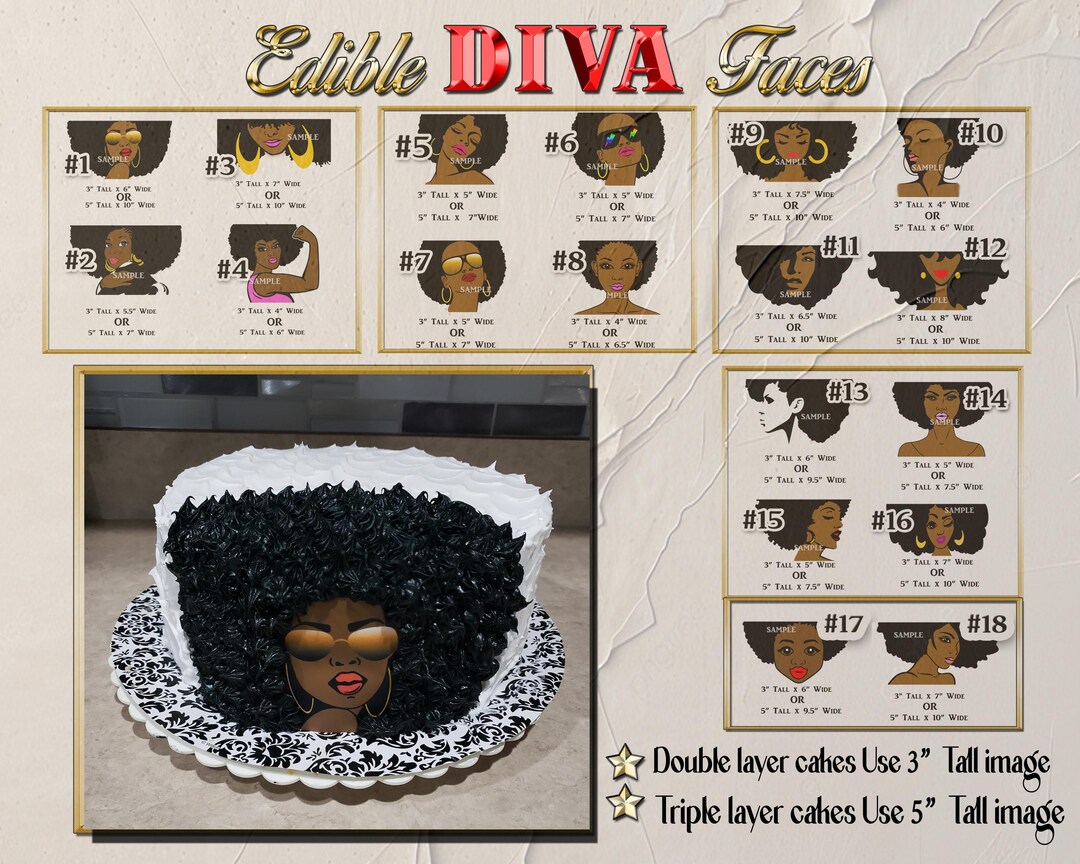 Edible Picture of African American Afro Hair Lady for Cakes. Made With ...