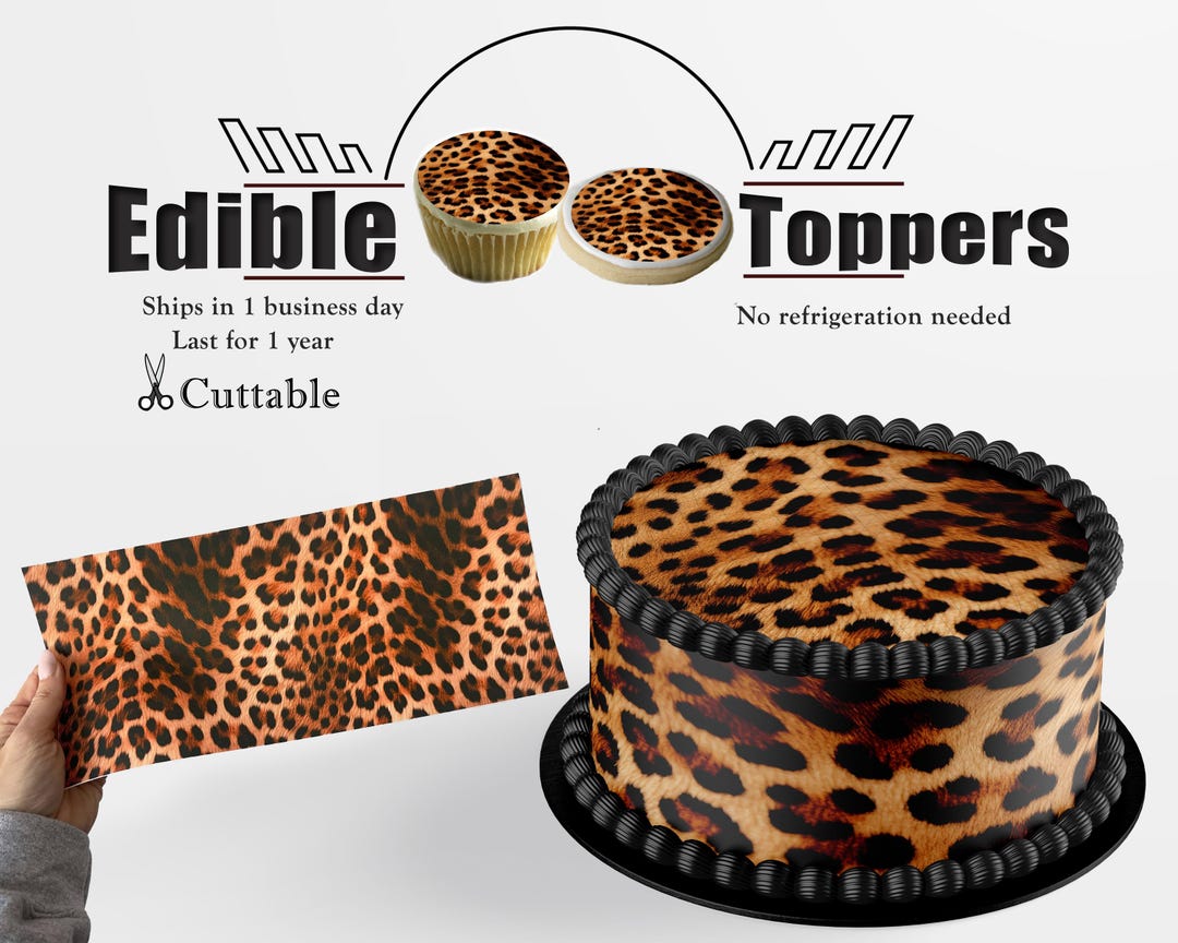 Edible Leopard or Cheetah Print Pattern for Round, Star, Heart Cakes ...