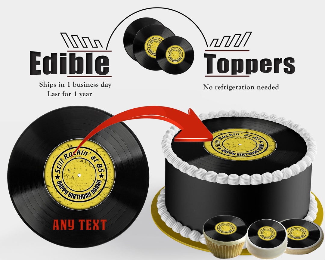 Custom Edible Vinyl Record Cake Topper. LP Edible Image for Round Cakes ...
