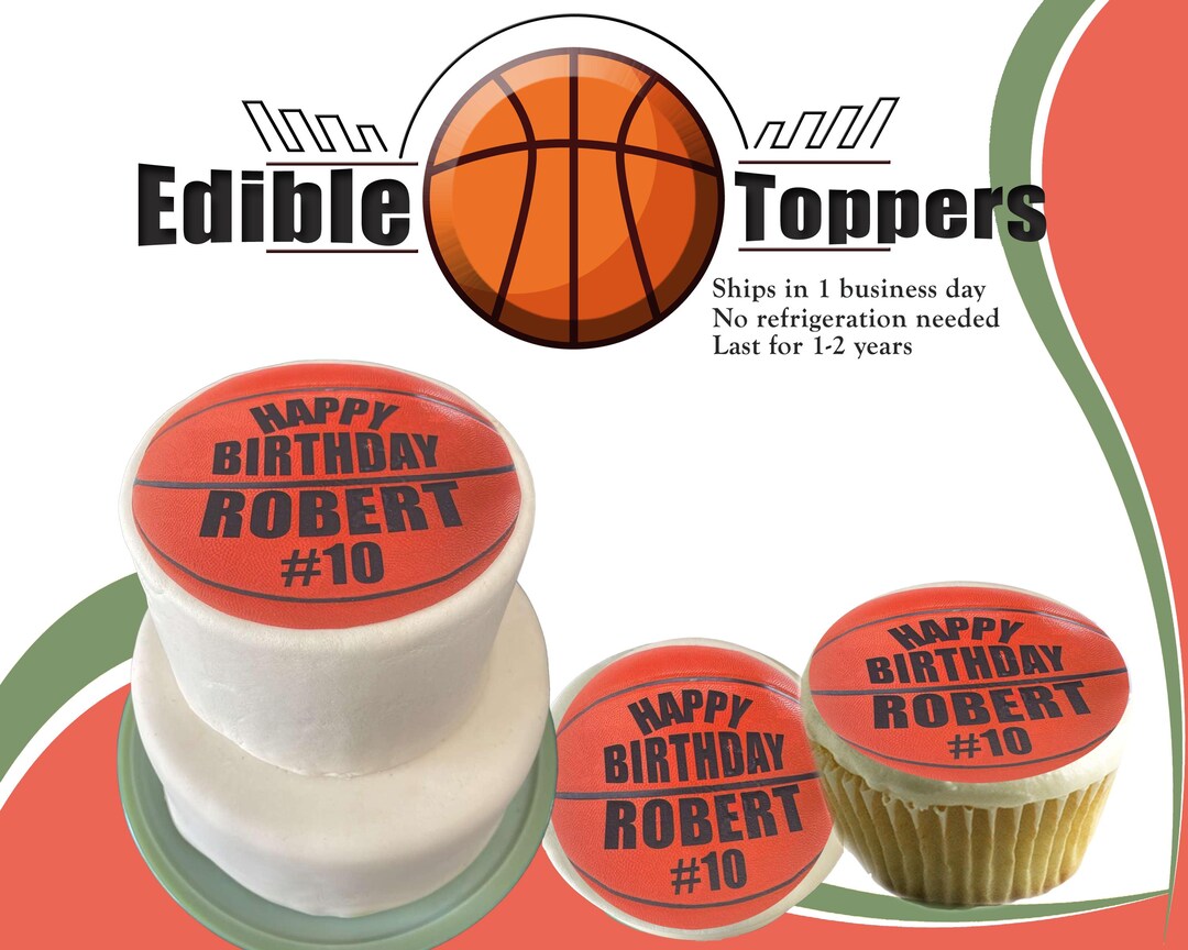 Custom Basketball Edible Frosting Paper for Cakes, Cookies and Cupcakes ...