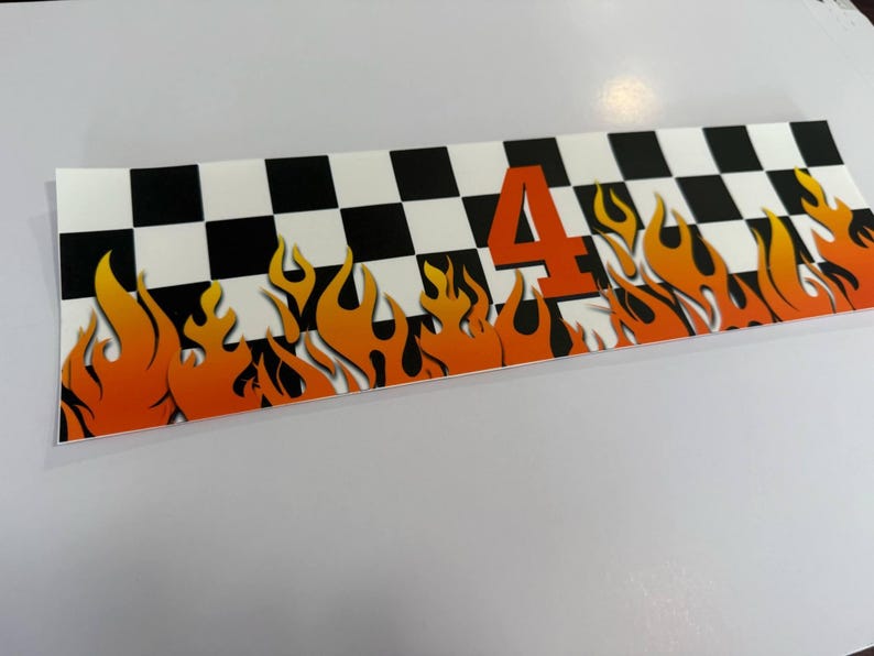 Monster Truck Edible Cake Topper Wrap – Checkered Flag & Flames Design ...
