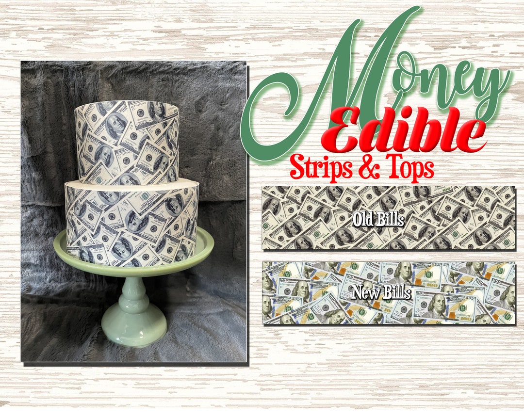 Edible Fake Money Cake Strips Printed on Frosting Paper. One Hundred ...