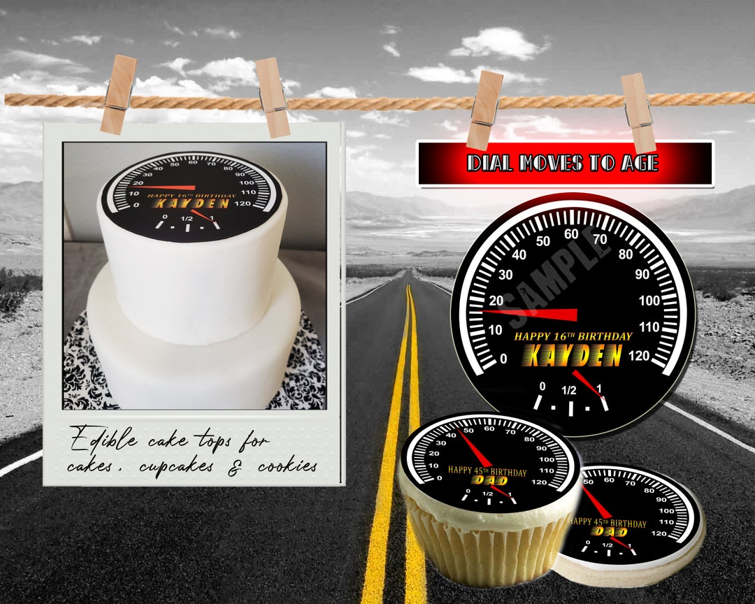 Custom Speedometer Edible Cake, Cupcake or Oreo Cookie Toppers ...
