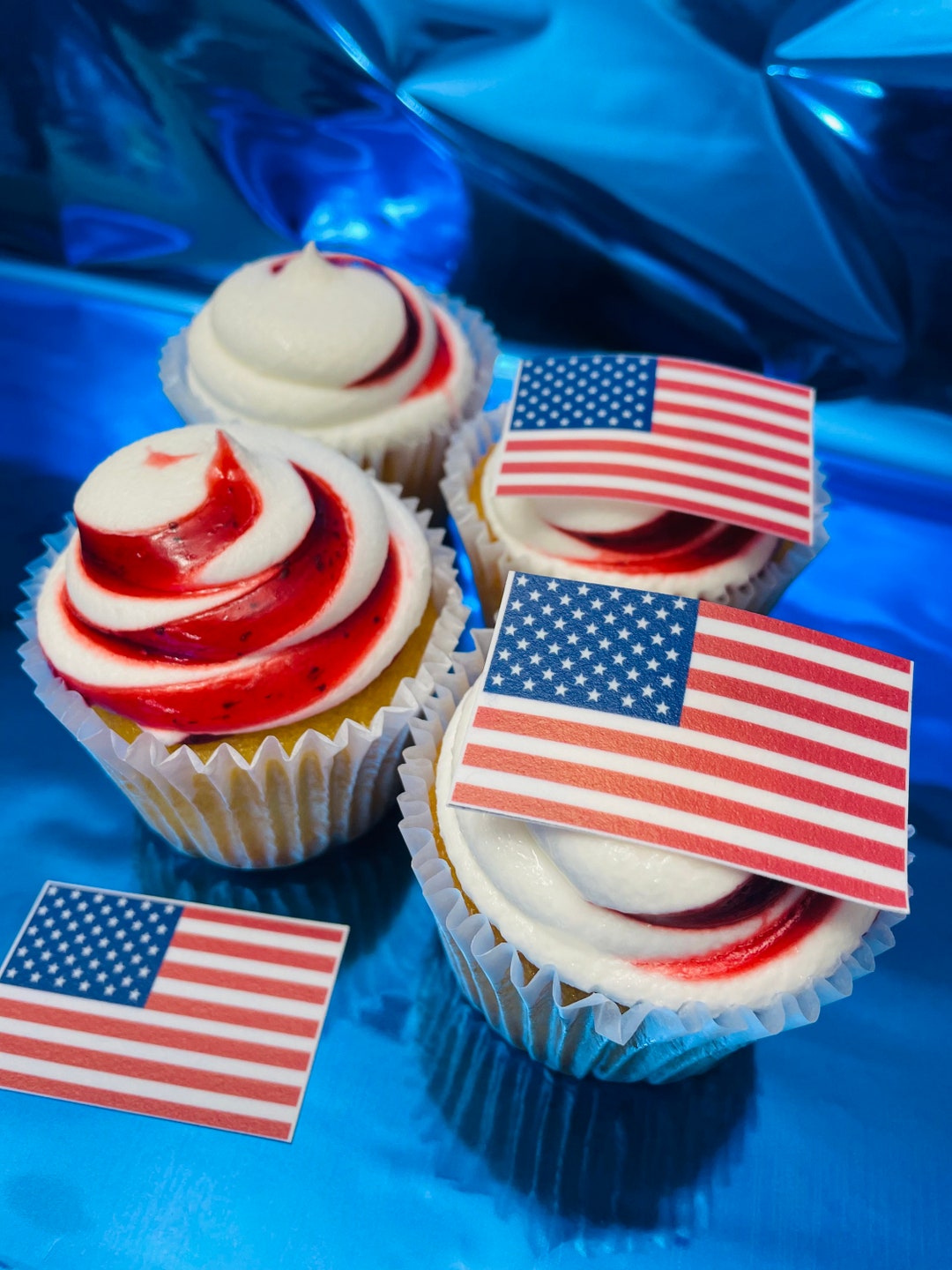 20 Edible American Flags for Cupcakes, and Cookies. Fourth of July ...