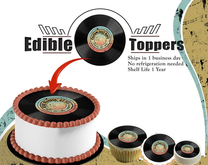 Custom Edible Vinyl Record Cake Topper. LP Edible Image for Round Cakes ...