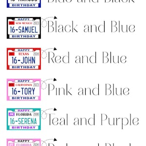 20 Custom License Plates Edible Images. Miniature Sweet 16 Cupcake ...