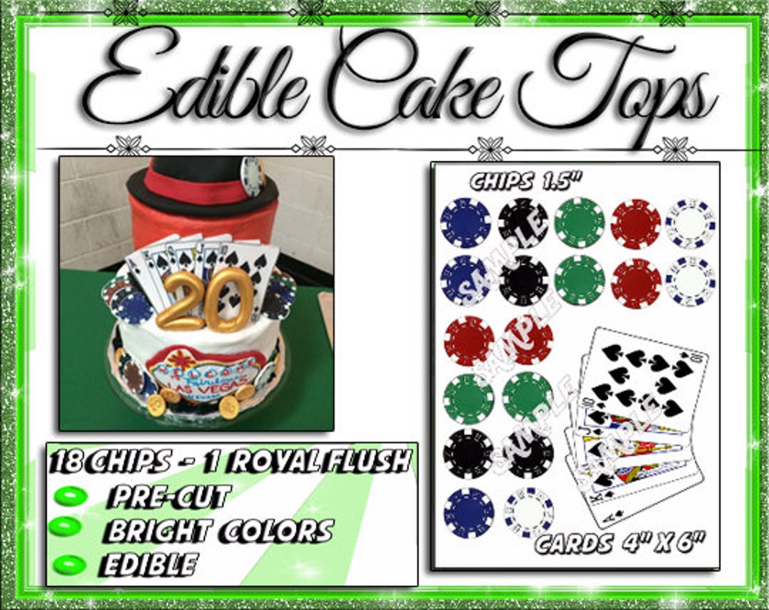 Pre-cut Edible Poker Chips and Playing Cards. Images Are Made From ...