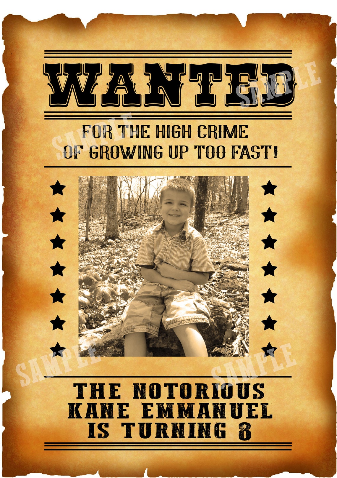 Custom Wanted Poster Birthday Cake Topper. Cowboy, Over the Hill Edible ...