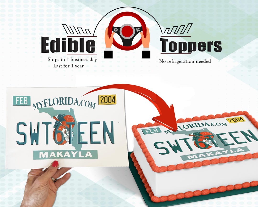 Edible Florida License Plate Picture for Cakes. Permit, License Driver ...