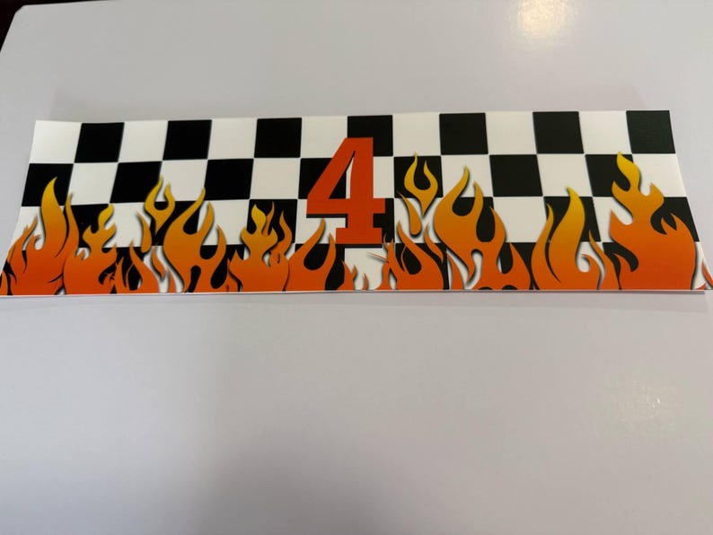 Monster Truck Edible Cake Topper Wrap – Checkered Flag & Flames Design ...