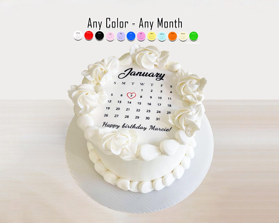 2026 Calendar Edible Round Cake Toppers. for Birthdays, Anniversary ...