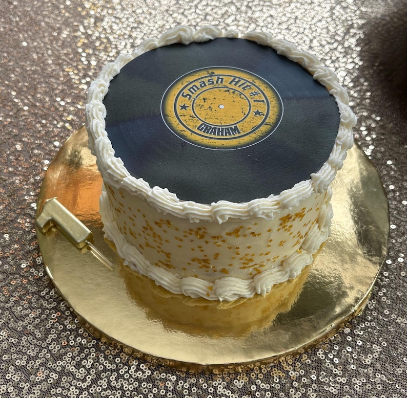 Custom Edible Vinyl Record Cake Topper. LP Edible Image for Round Cakes ...