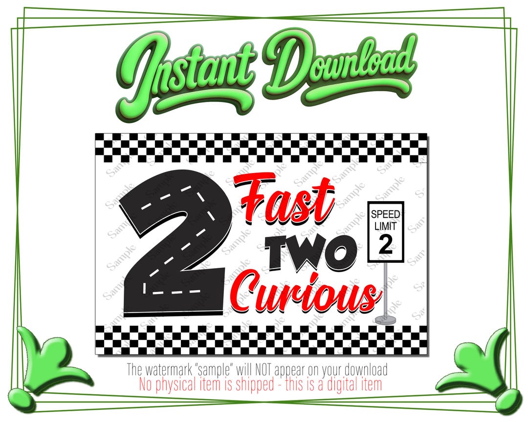 Red 2 Fast Two Curious– Instant Download Printable Backdrop, Cake ...