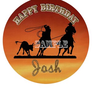 Cowboys Roping Calf Custom Birthday Cake Topper. Rodeo Edible Pictures ...