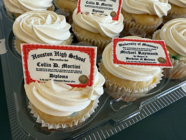 20 Red Edible Graduation Diplomas Cupcake Toppers or Rice Crispy Treats ...