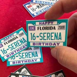 20 Custom License Plates Edible Images. Miniature Sweet 16 Cupcake ...