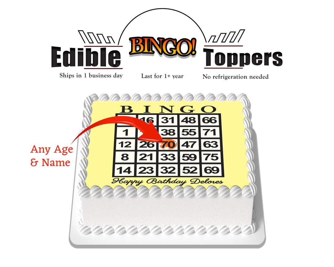 Custom Bingo Card Edible Image Birthday Cake Topper. Edible Picture is ...
