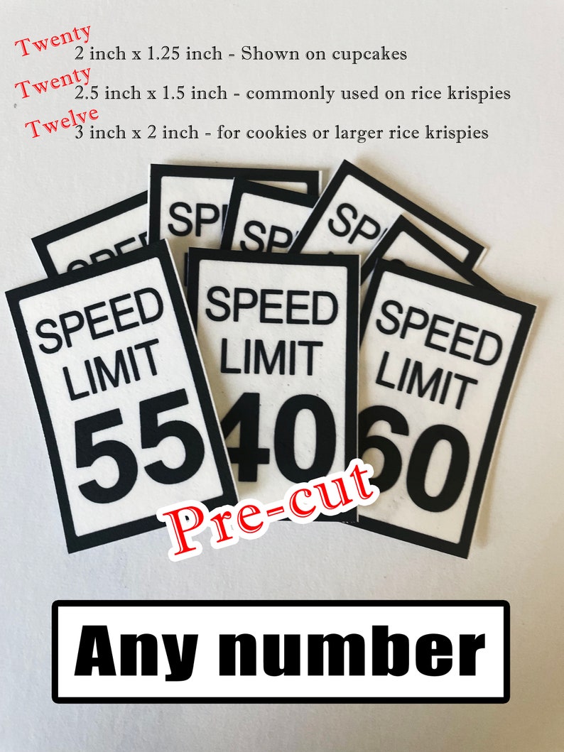 Twenty Edible Speed Limit Sign for Birthday Cupcakes, Cookies and Rice ...