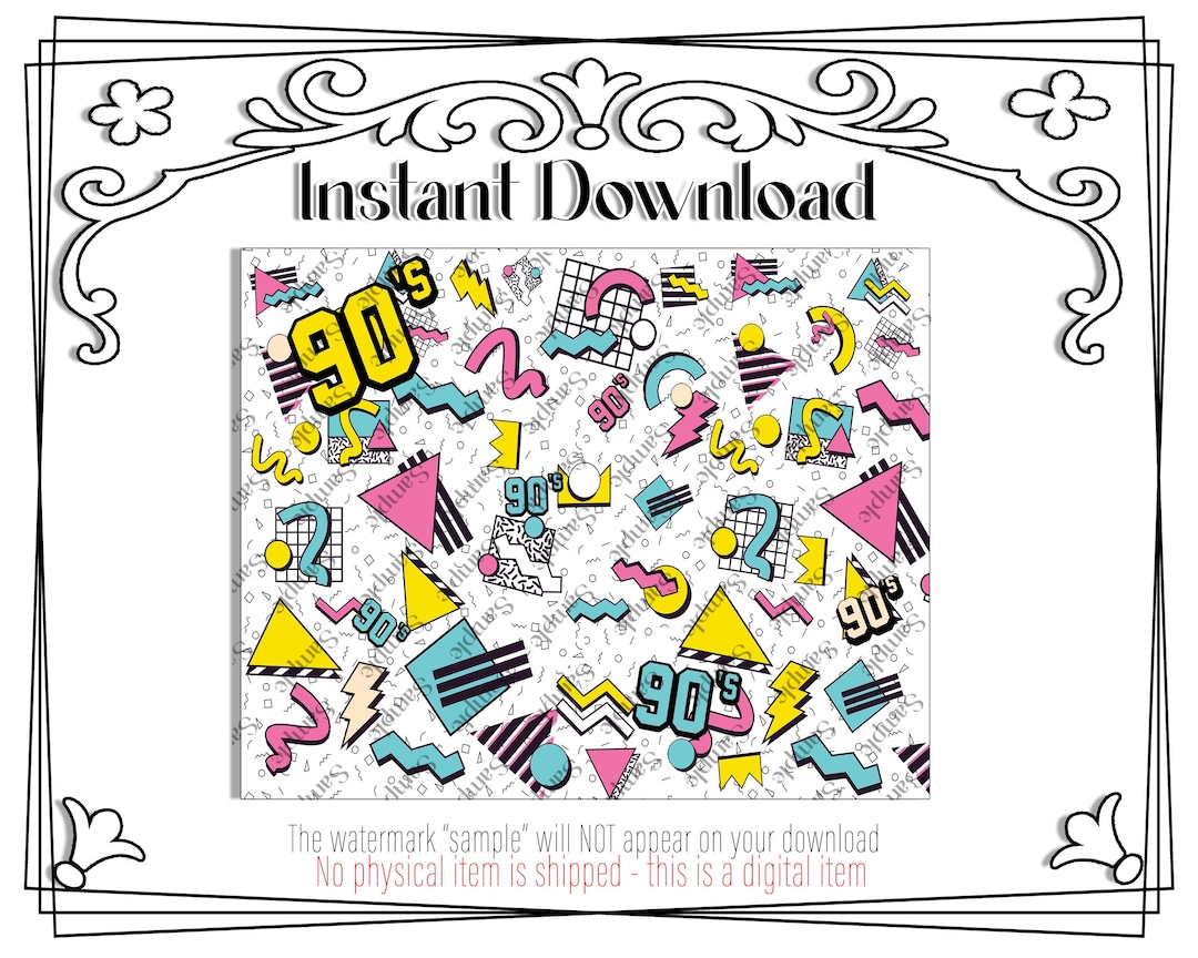 90s Theme Digital Sheet Printable | Retro Party Decor, Cake Topper ...