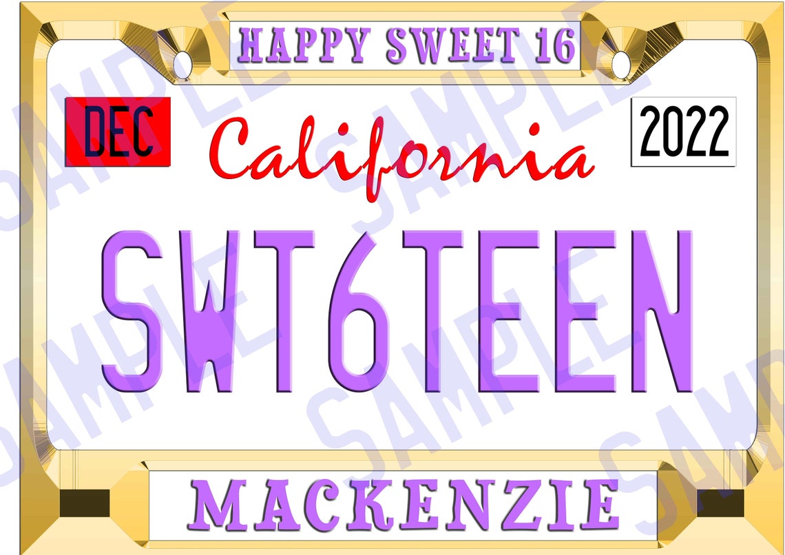 Custom Sweet 16 License Plate Cake Topper. License, Permit Driver ...