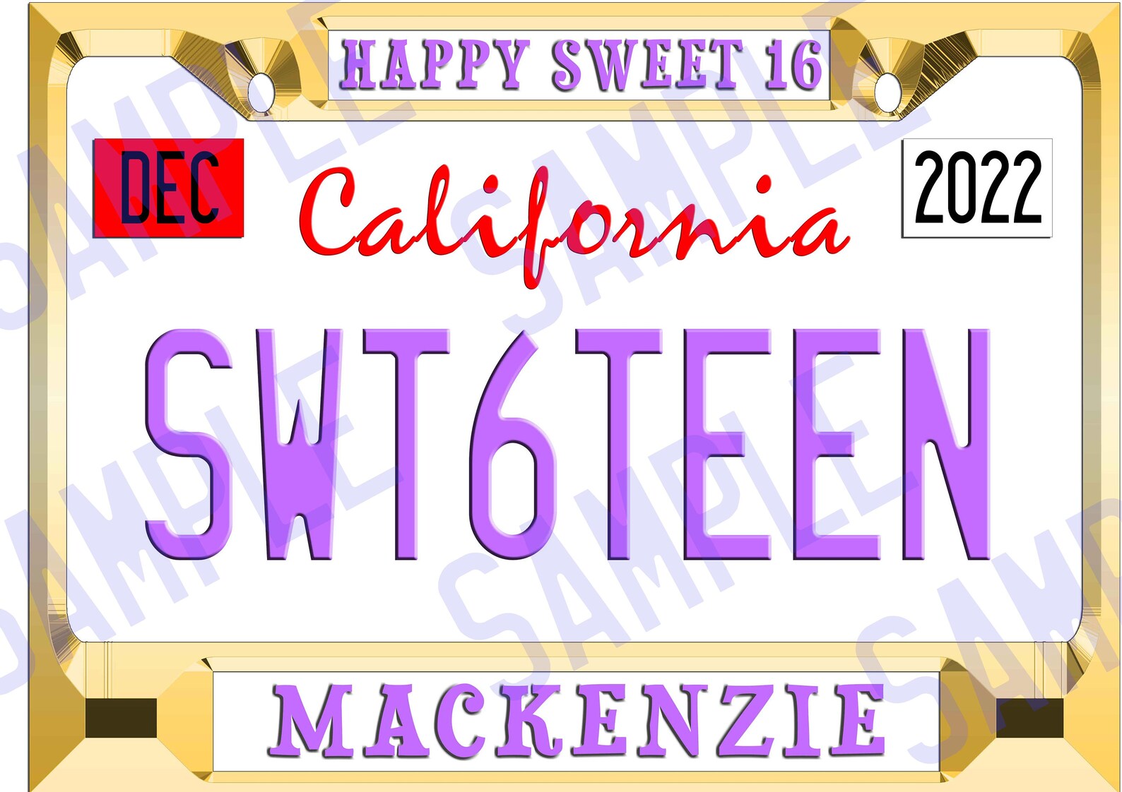 Custom Sweet 16 License Plate Cake Topper. License, Permit Driver ...