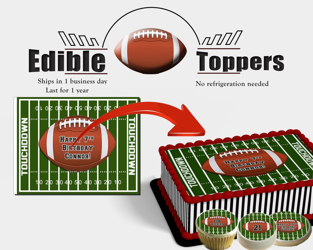 Football Field Edible Birthday Cake Toppers! Custom Picture Sugar ...