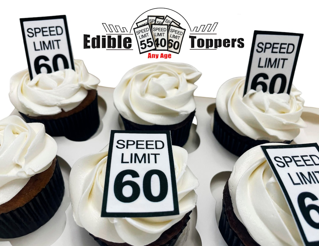 Twenty Edible Speed Limit Sign for Birthday Cupcakes, Cookies and Rice ...