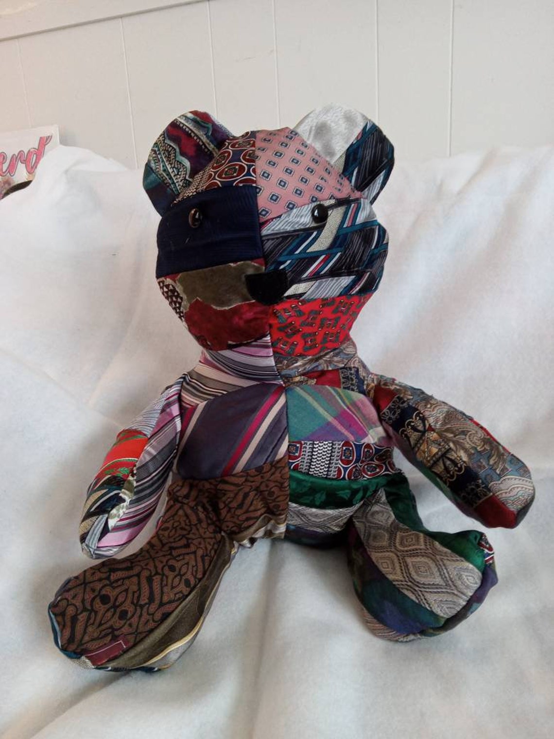 Memory Necktie Bear: Handmade Keepsake Tie Bear With Embroidery Patch ...