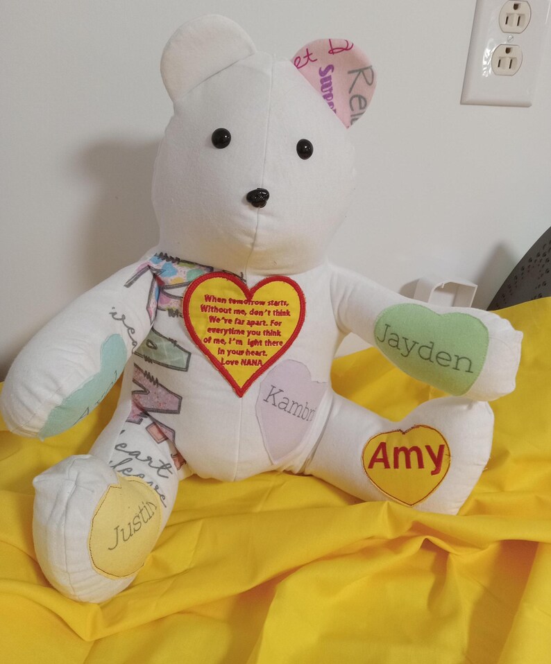 Memory Patchwork Bear, Keepsake Bear, Personalize Memory Bear, Bear ...