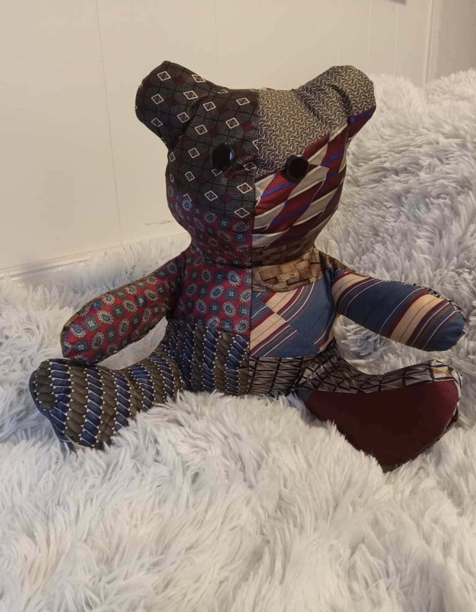 Memory Necktie Bear: Handmade Keepsake Tie Bear With Embroidery Patch ...