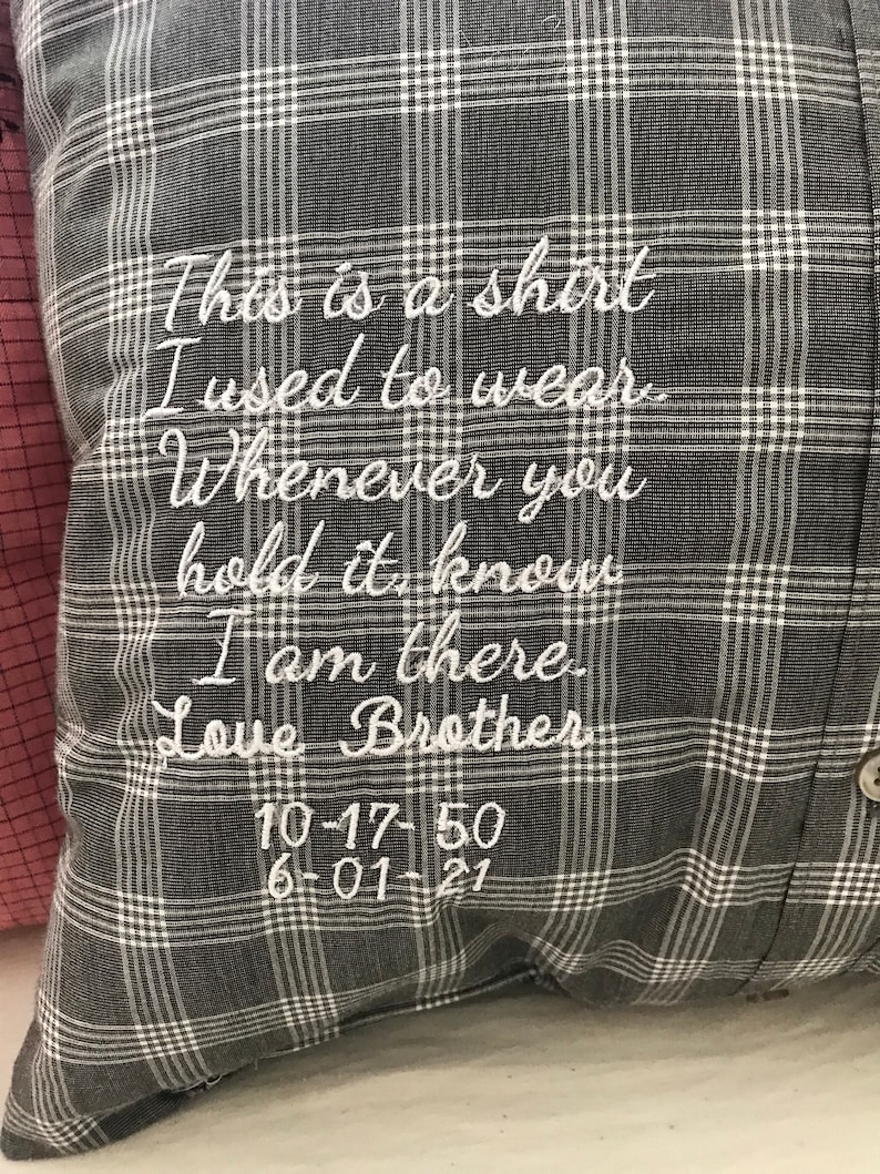 Keepsake Memory Pillow: Custom Shirt Remembrance Pillow With Embroidery ...