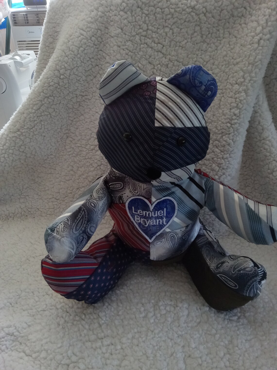 Memory Necktie Bear: Handmade Keepsake Tie Bear With Embroidery Patch ...