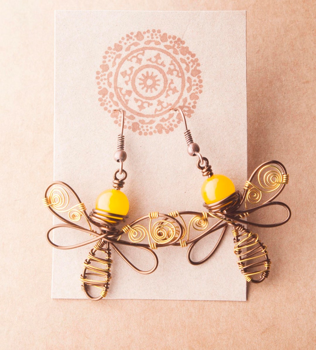 Bee Jewelry Set, Bee Earrings and Necklace, Wire Wrapped Bees, Honey ...