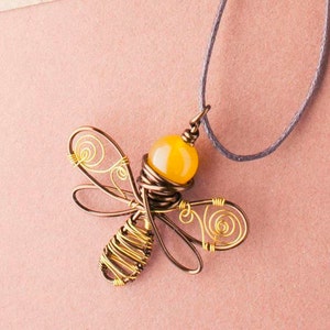 Bee Jewelry Set, Bee Earrings and Necklace, Wire Wrapped Bees, Honey ...
