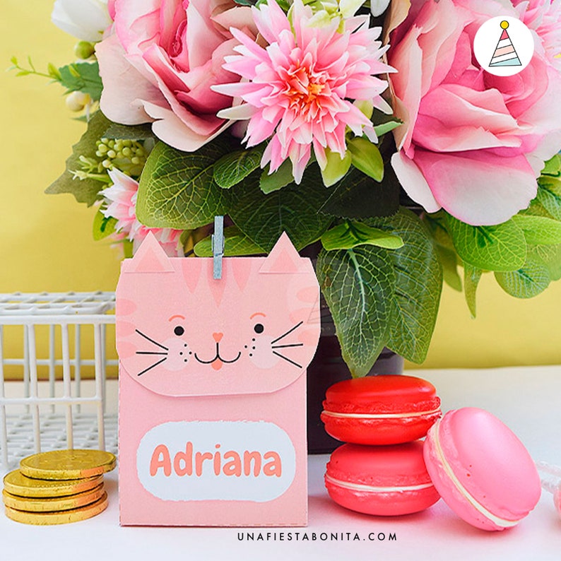 Cat Gift Box, Cat Favor Box Printable, DIY Kitten Favor Box, Cat Party ...