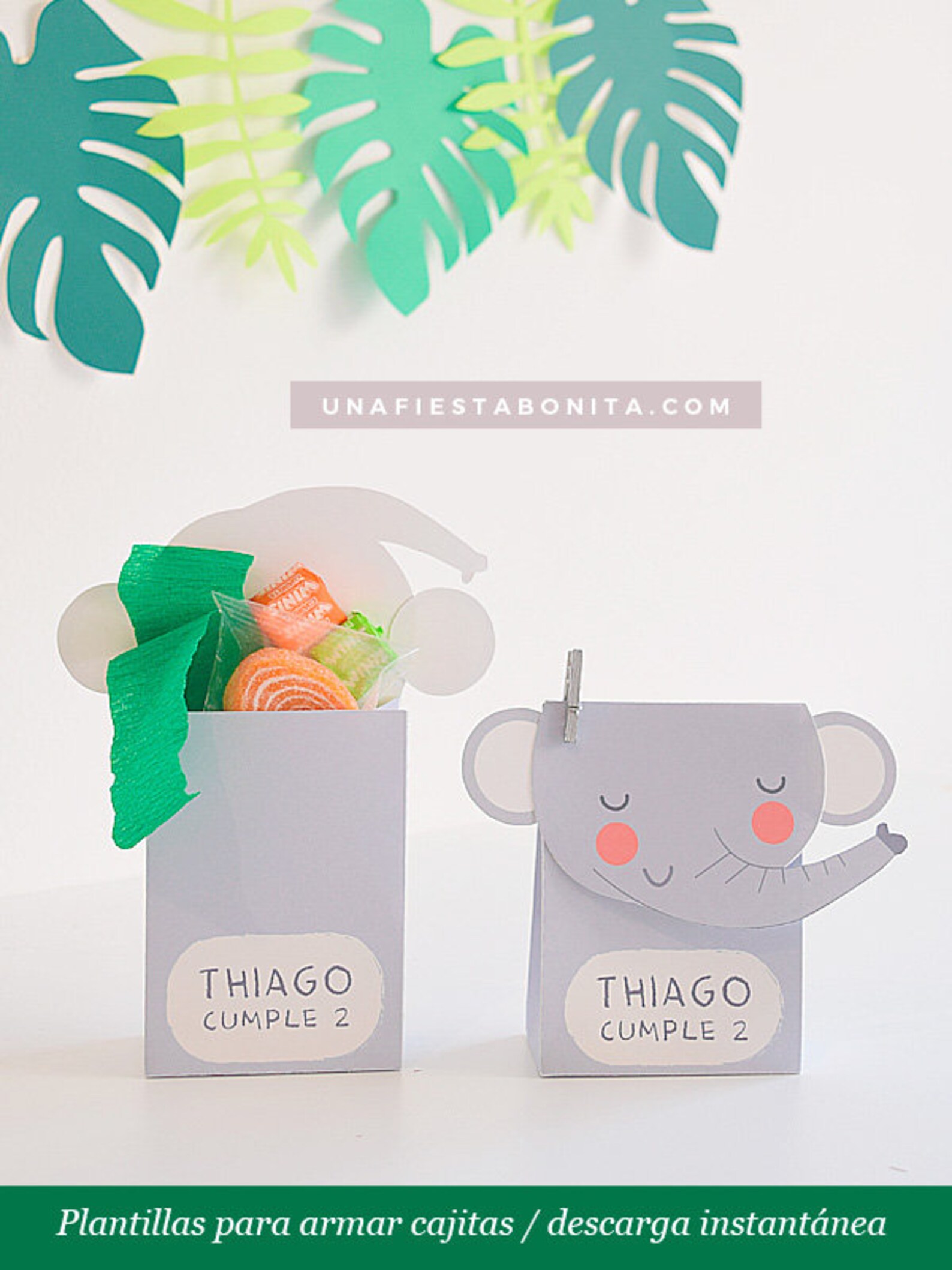 Box for Surprises Animals Jungle, Elephant Template to Assemble Box ...