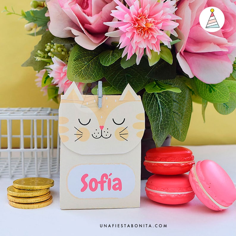 Cat Gift Box, Cat Favor Box Printable, DIY Kitten Favor Box, Cat Party ...
