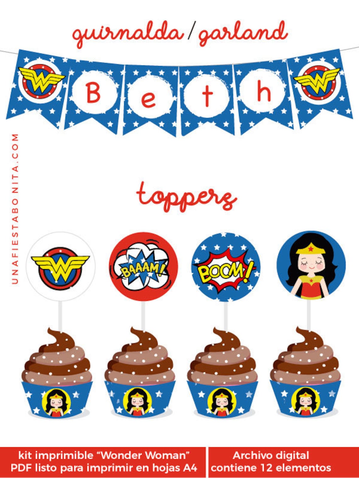 Wonder Woman Printable Kit wonder Woman Pack for Birthday Parties, Baby ...