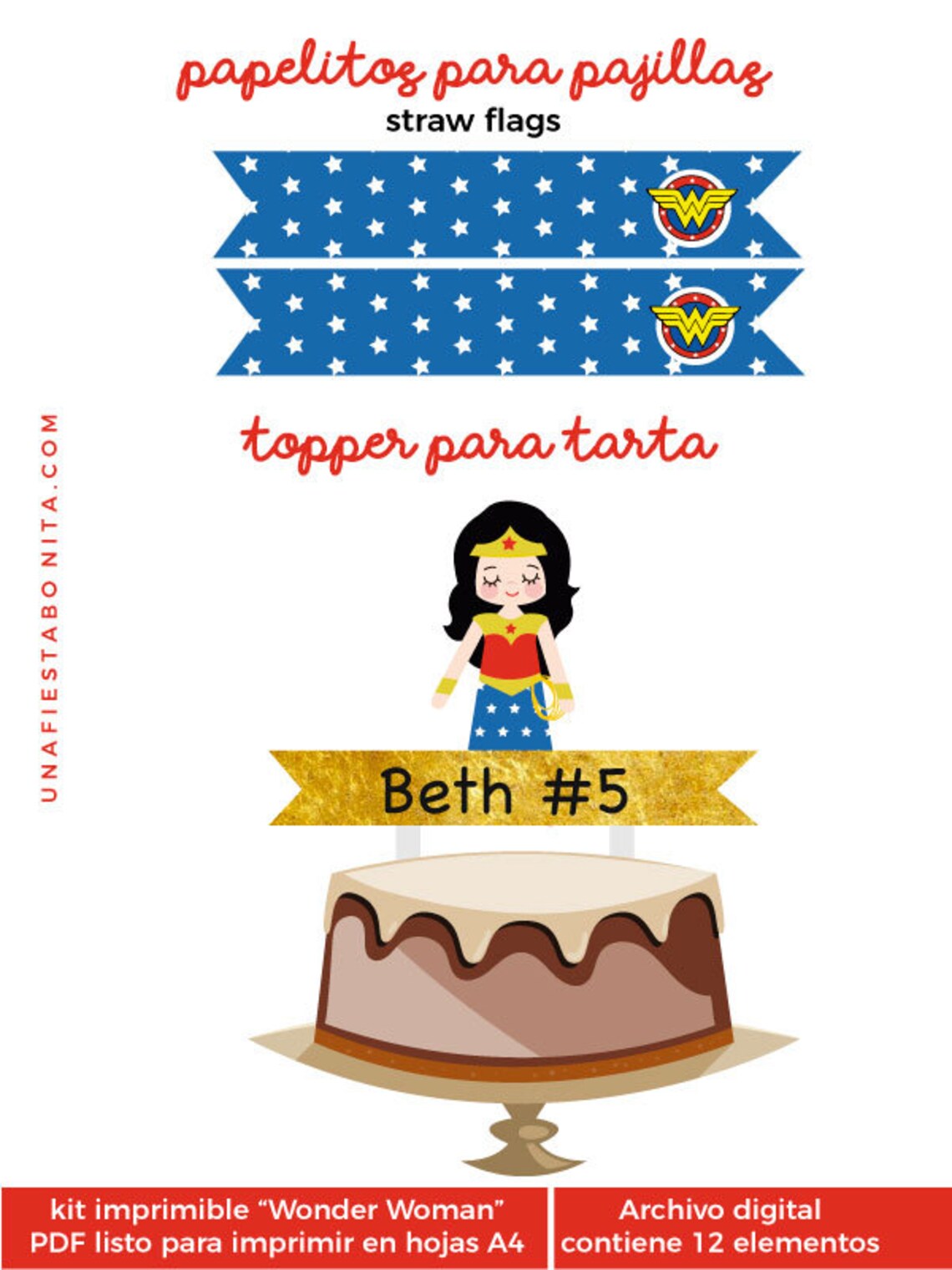 Wonder Woman Printable Kit (wonder Woman) Pack for Birthday Parties ...