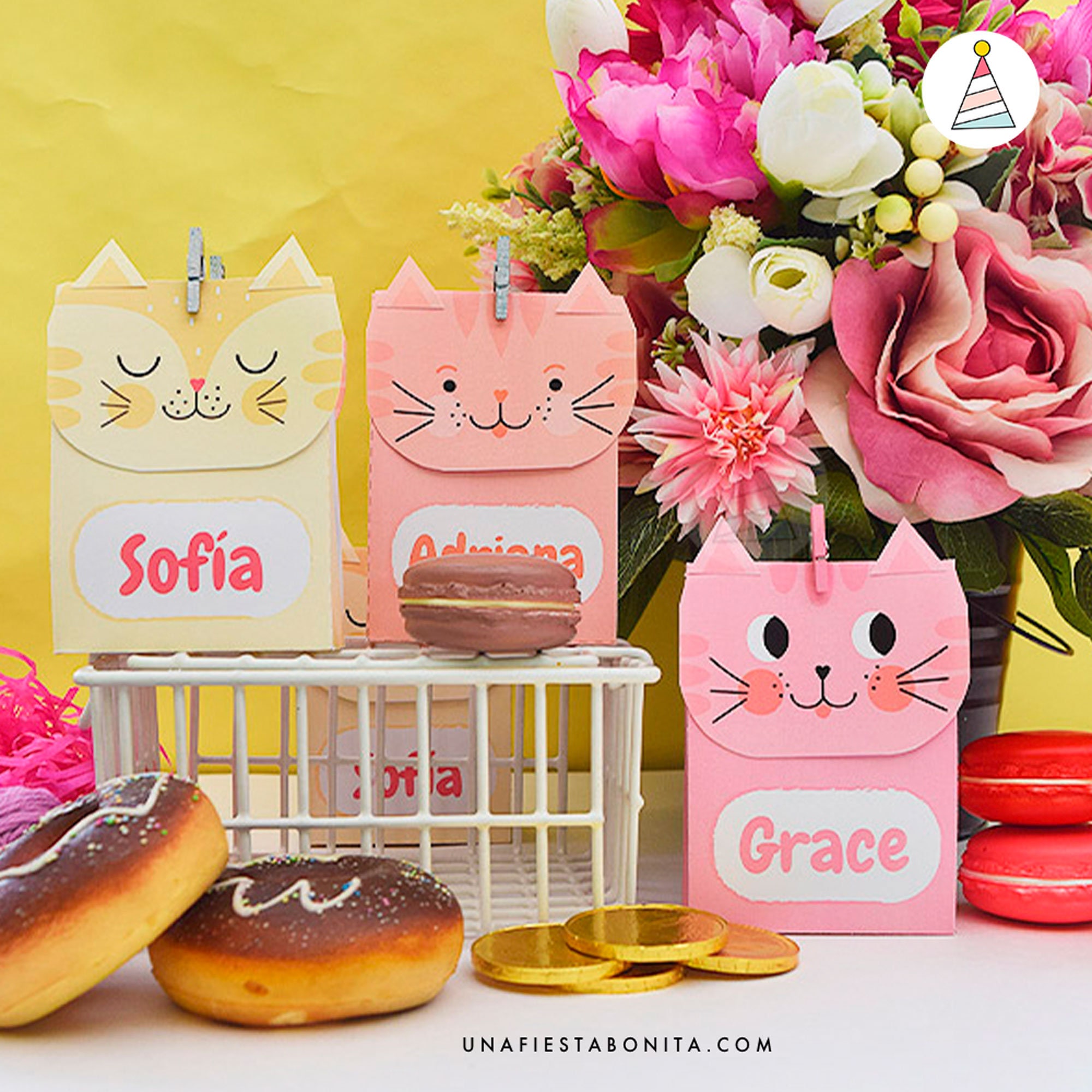 Cat Gift Box, Cat Favor Box Printable, DIY Kitten Favor Box, Cat Party ...