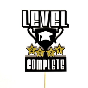 Level Complete Graduation Cake Topper, Gamer Theme Graduation Décor ...