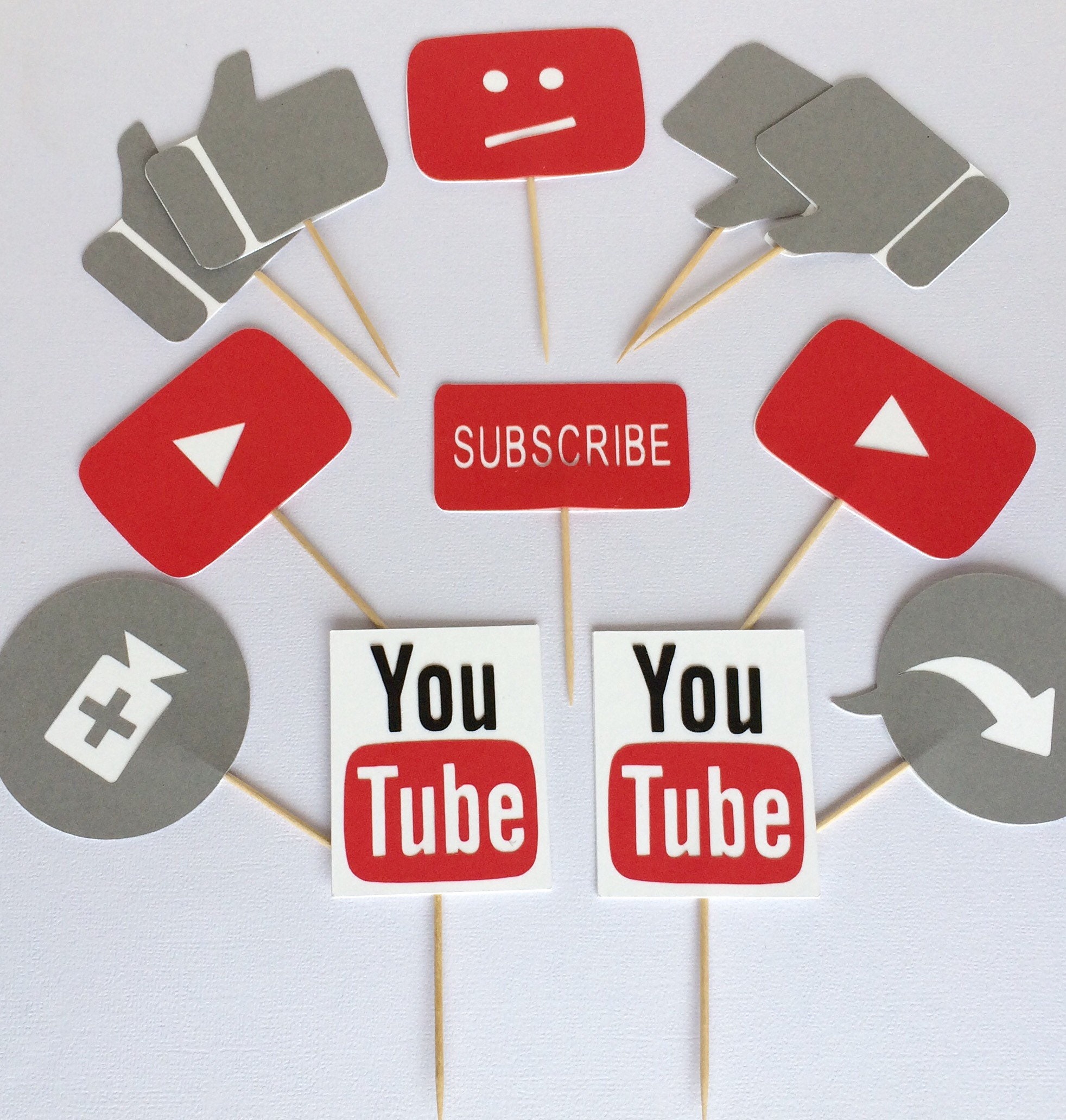 Youtube Party Cupcake Toppers Social Media Birthday Decor - Etsy