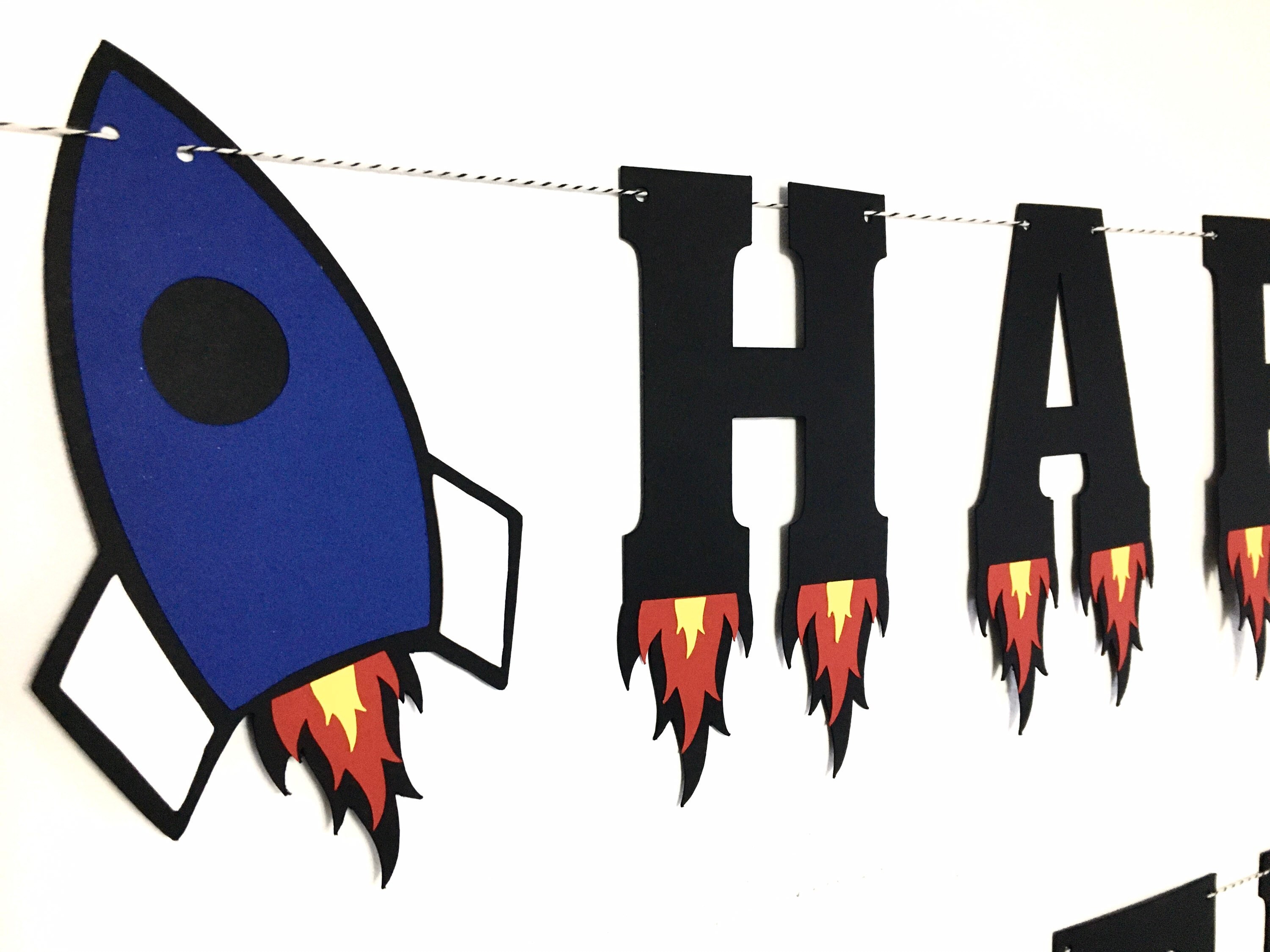 Outer Space Rocket Ship Birthday Banner Space Theme Out of | Etsy