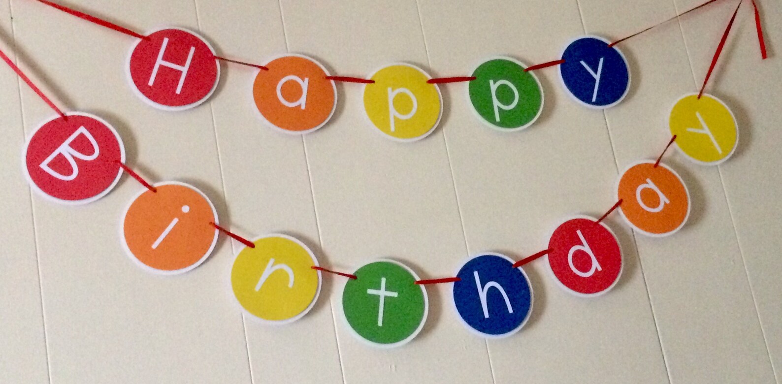 Rainbow Happy Birthday Banner Rainbow Decorations Primary - Etsy