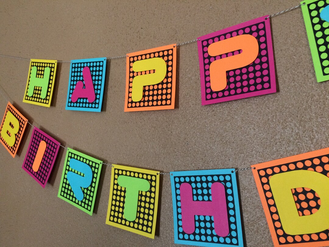 Neon Glow Birthday Banner, Glow in the Dark Party, Neon Glow Banner ...