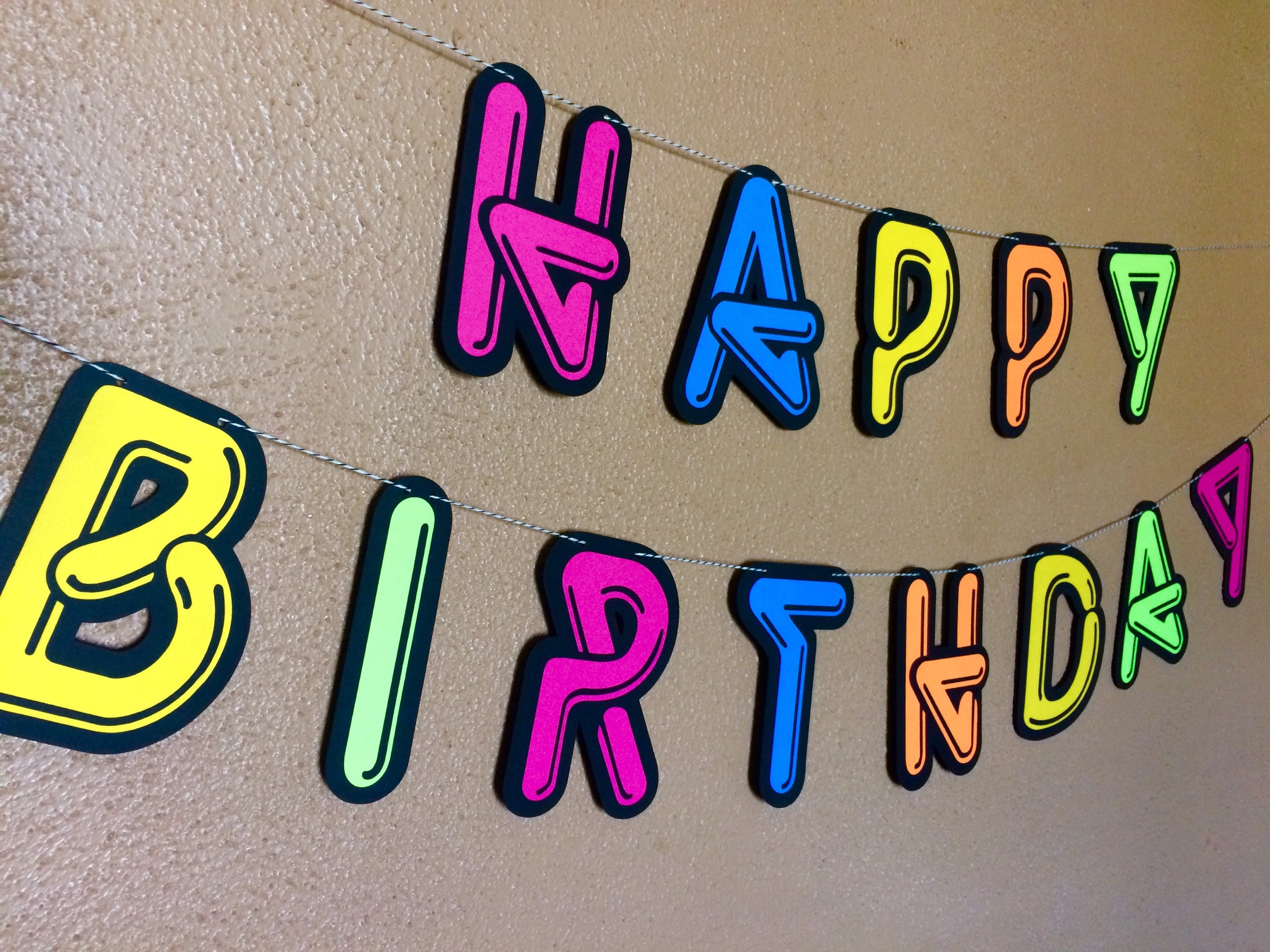 Neon Glow Birthday Banner Glow in the Dark Party Neon Glow - Etsy